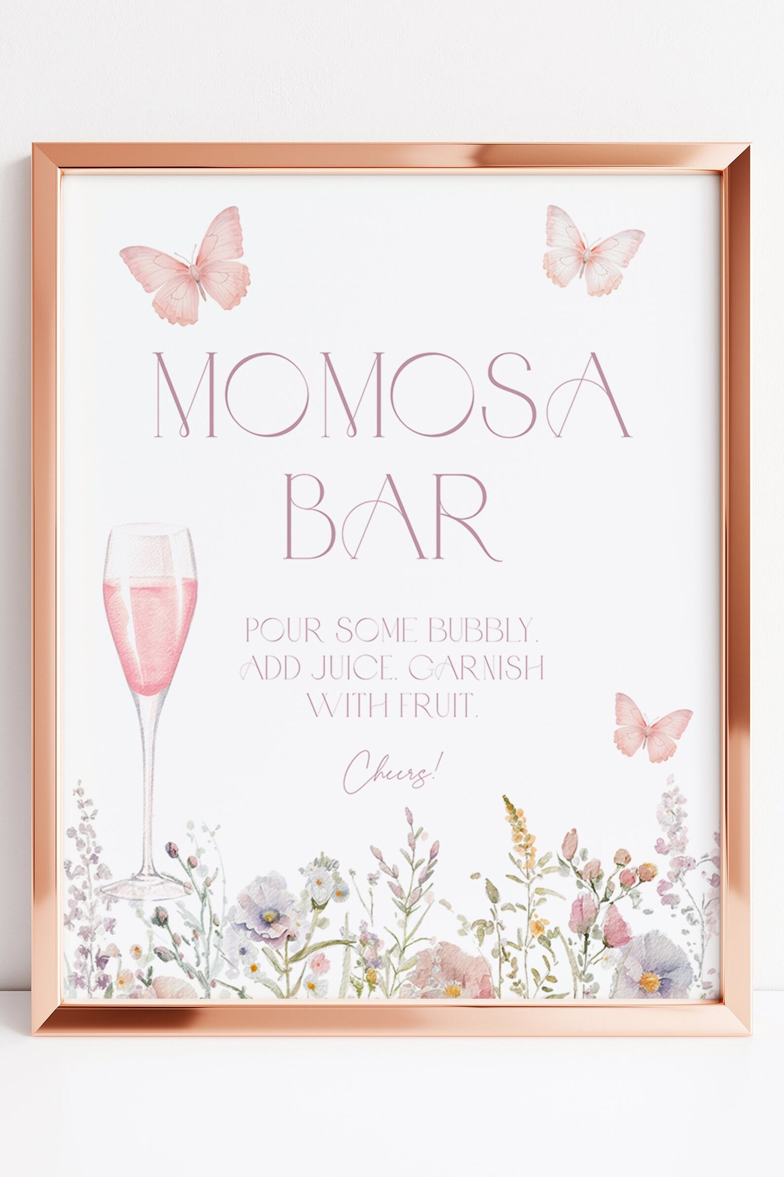 Floral Butterfly Momosa Bar Sign Butterfly Momosa Bar Sign Baby Shower ...