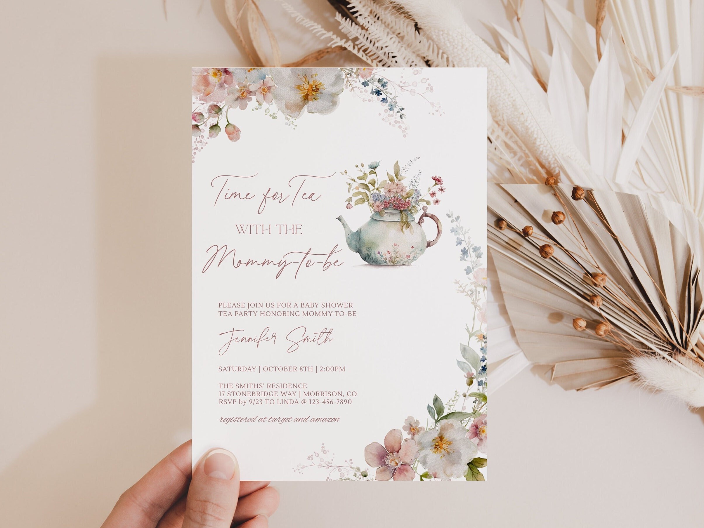 Time for Tea With the Mommy to Be Invitation Template Editable Baby ...
