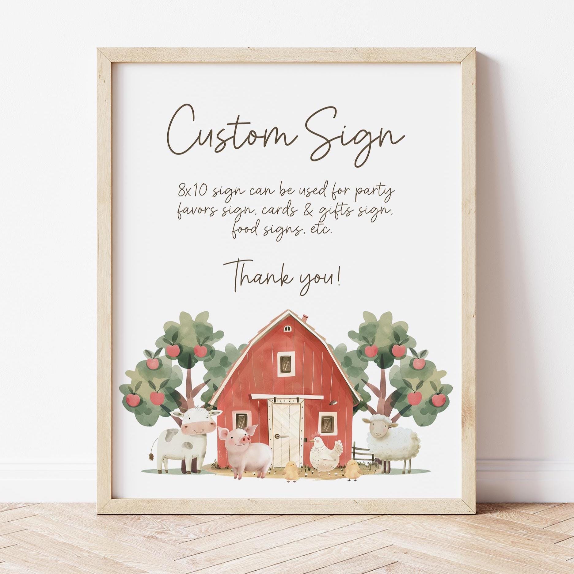 Farm Birthday Custom Sign Animal Farm Party Sign Barn Party Custom Sign ...