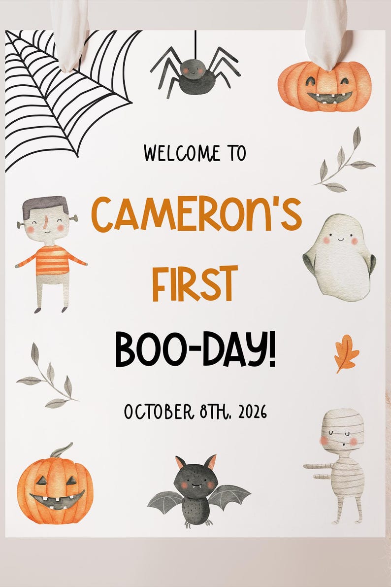 Halloween First Birthday Welcome Sign Halloween Birthday Sign Halloween ...