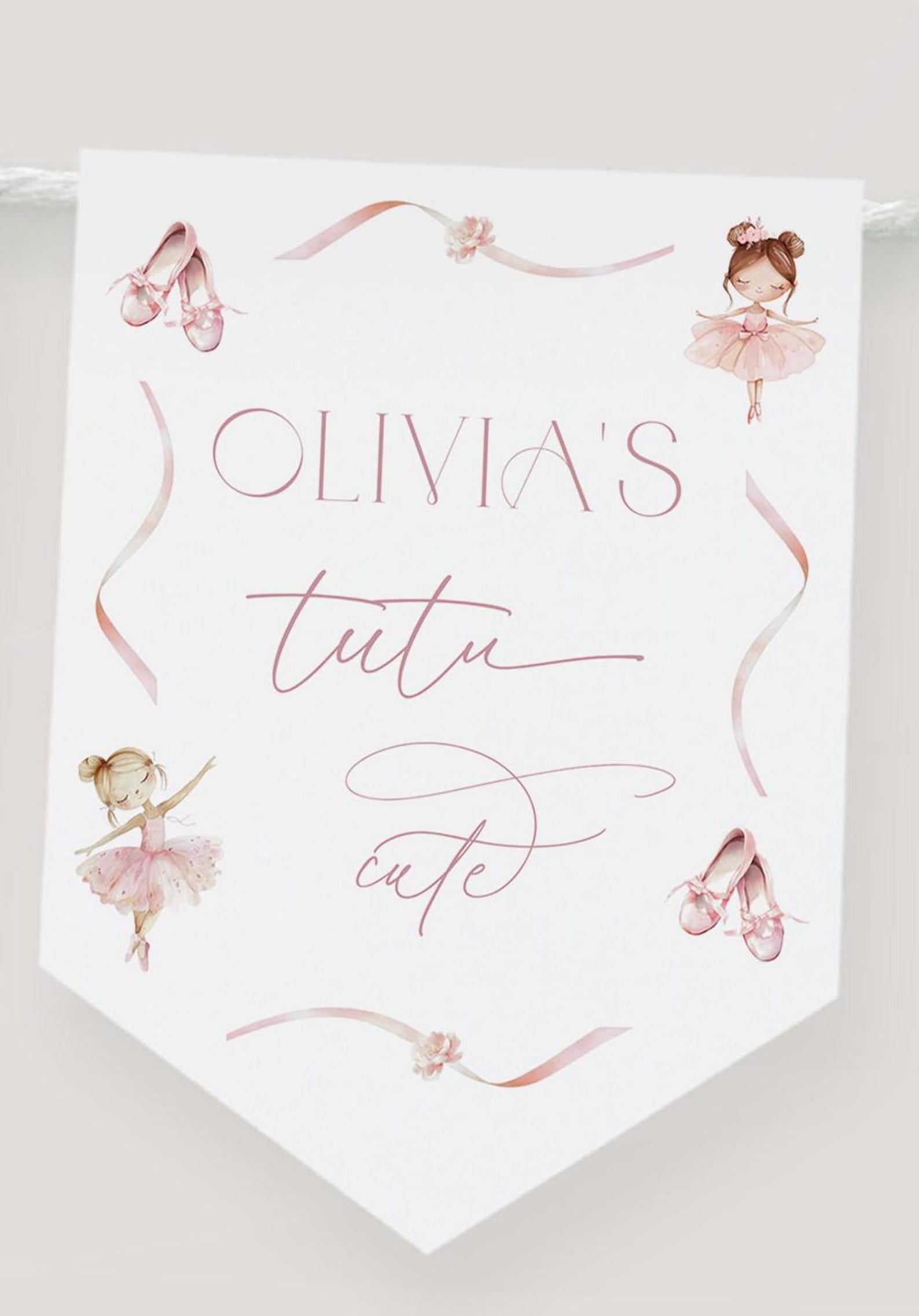Tutu Cute Birthday Banner Printable Ballerina Birthday Banner Tutu ...