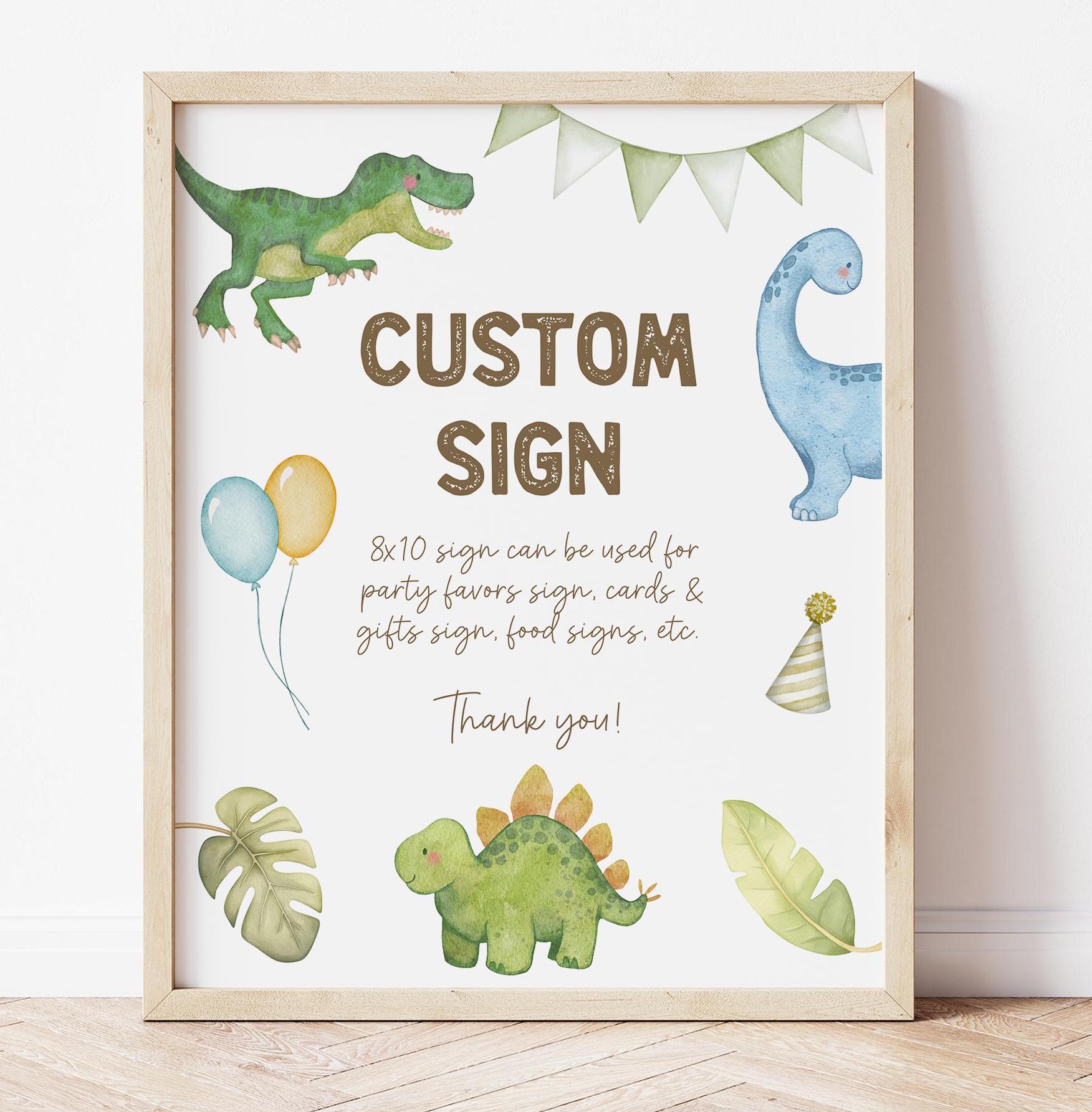 Dinosaur Custom Sign Dinosaur Party Sign Dinosaur Bday Custom Sign ...