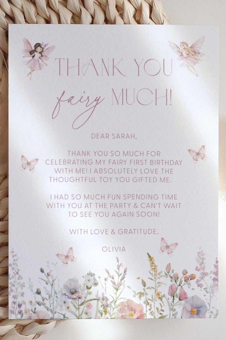 Thank You Fairy Much Thank You Card Fairy Birthday Thank You Card Fairy ...