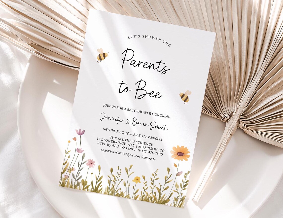 Parents to Bee Baby Shower Invitation Bee Baby Shower Invite Couples ...