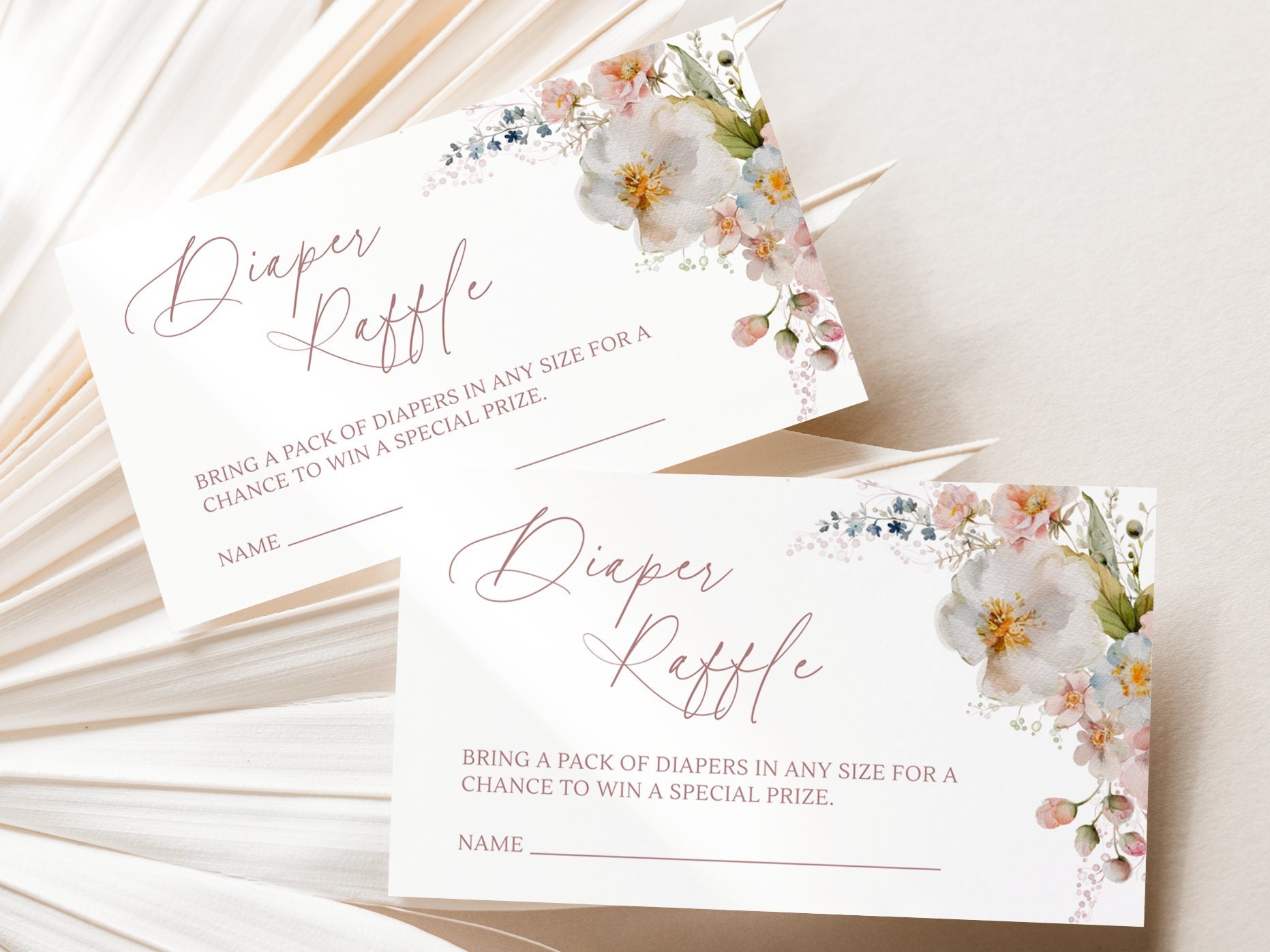 Floral Garden Diaper Raffle Card Insert Baby Shower Diaper Raffle ...