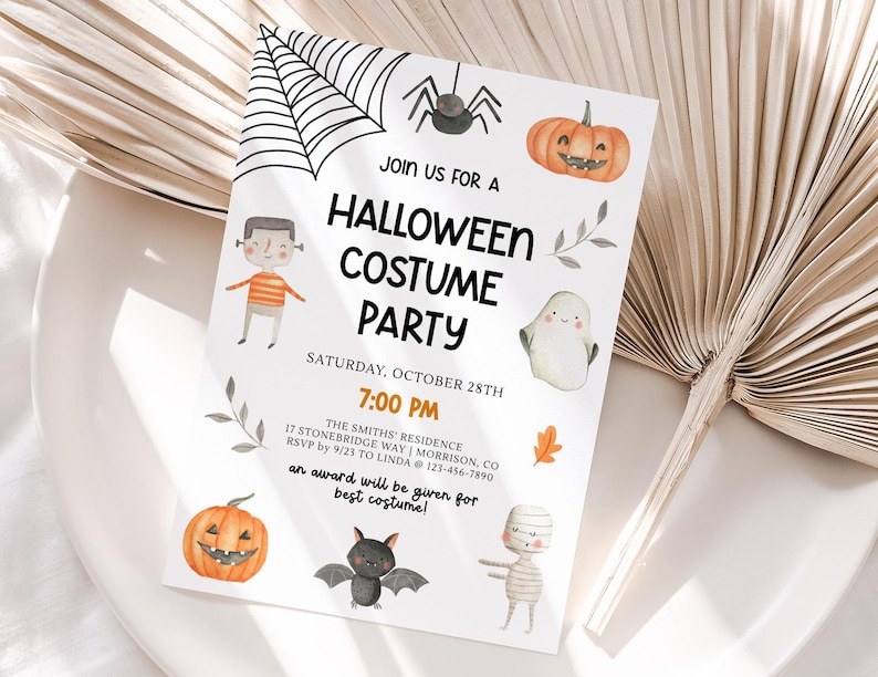 Cute Halloween Costume Party Invitation Kids Halloween Costume Party ...