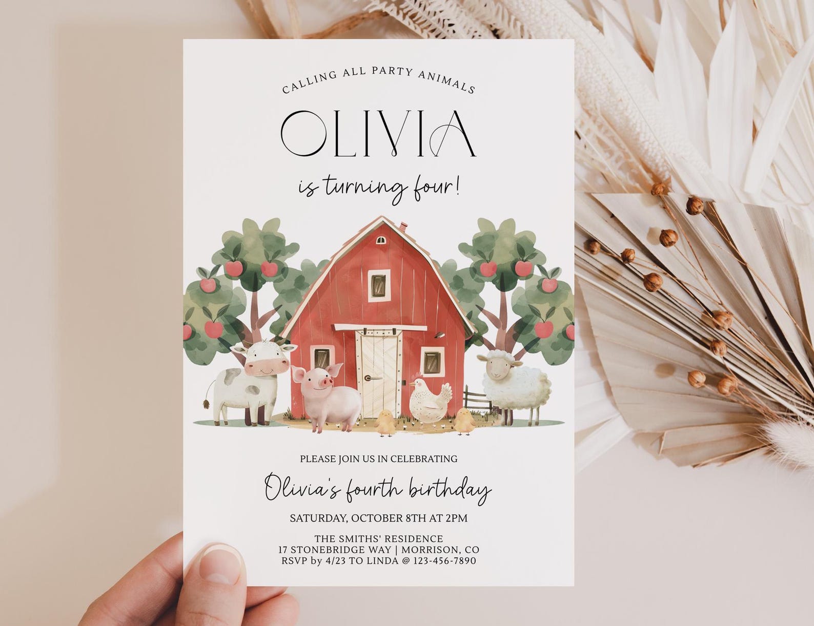 Farm Animal Birthday Invitation Calling All Party Animals Birthday ...