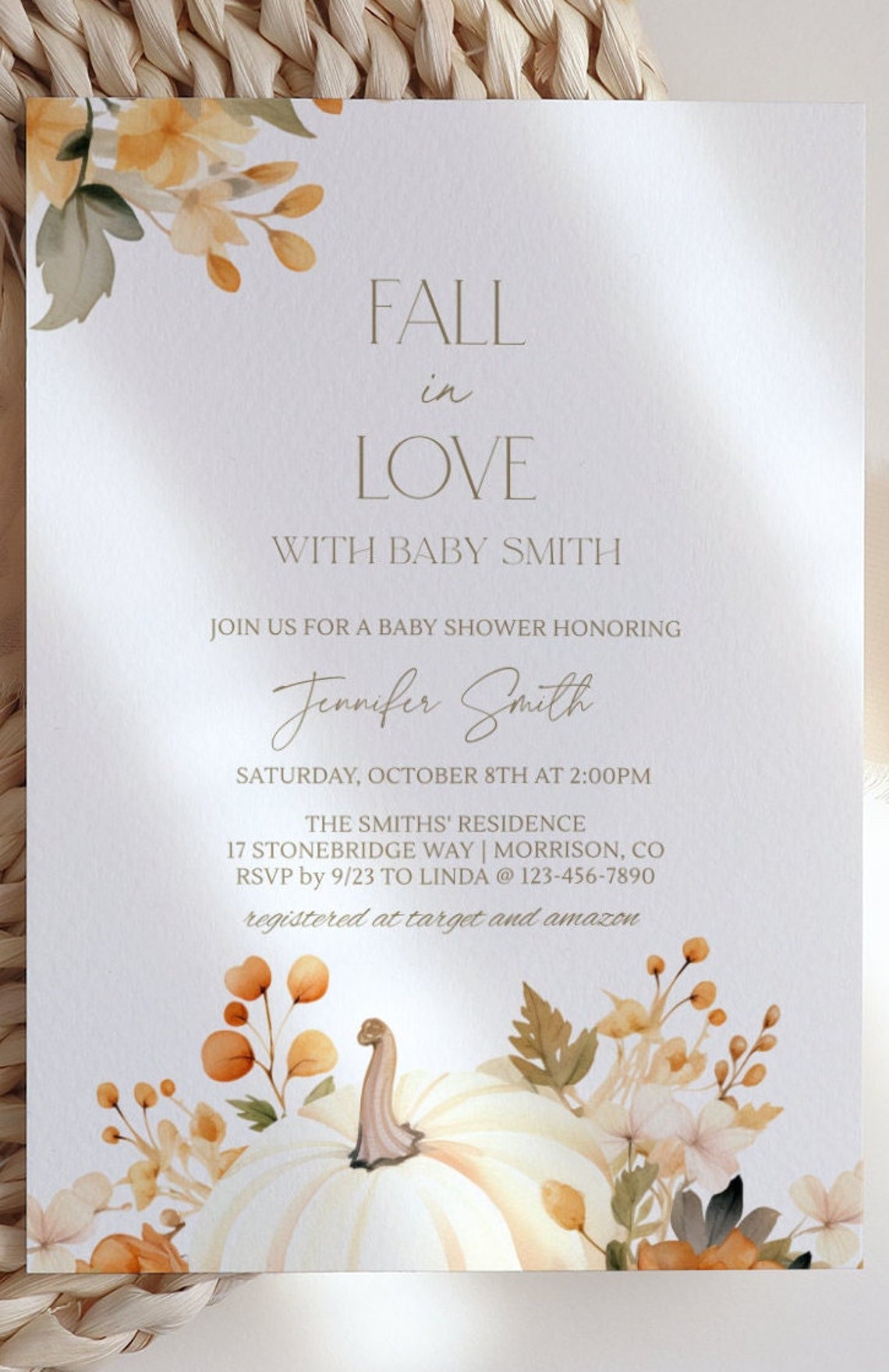 Fall in Love Baby Shower Invitation Fall Baby Shower Invitation Fall in ...
