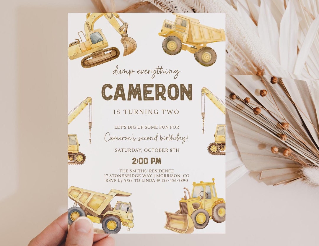 Construction Birthday Invitation Dump Everything Birthday Invitation ...