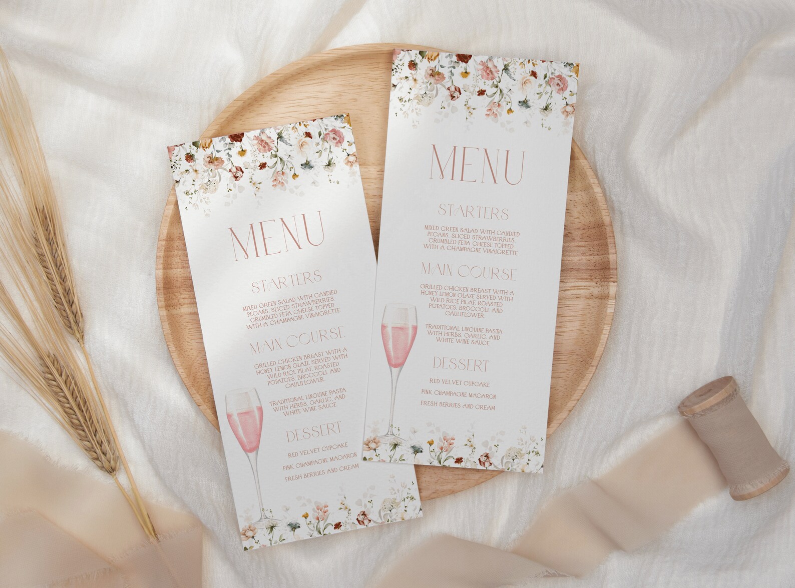 Floral Petals and Prosecco Menu Template Bridal Brunch Menu Editable ...