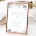 Dusty Blue Floral Table Numbers Sign Template Dusty Blue Table Numbers ...