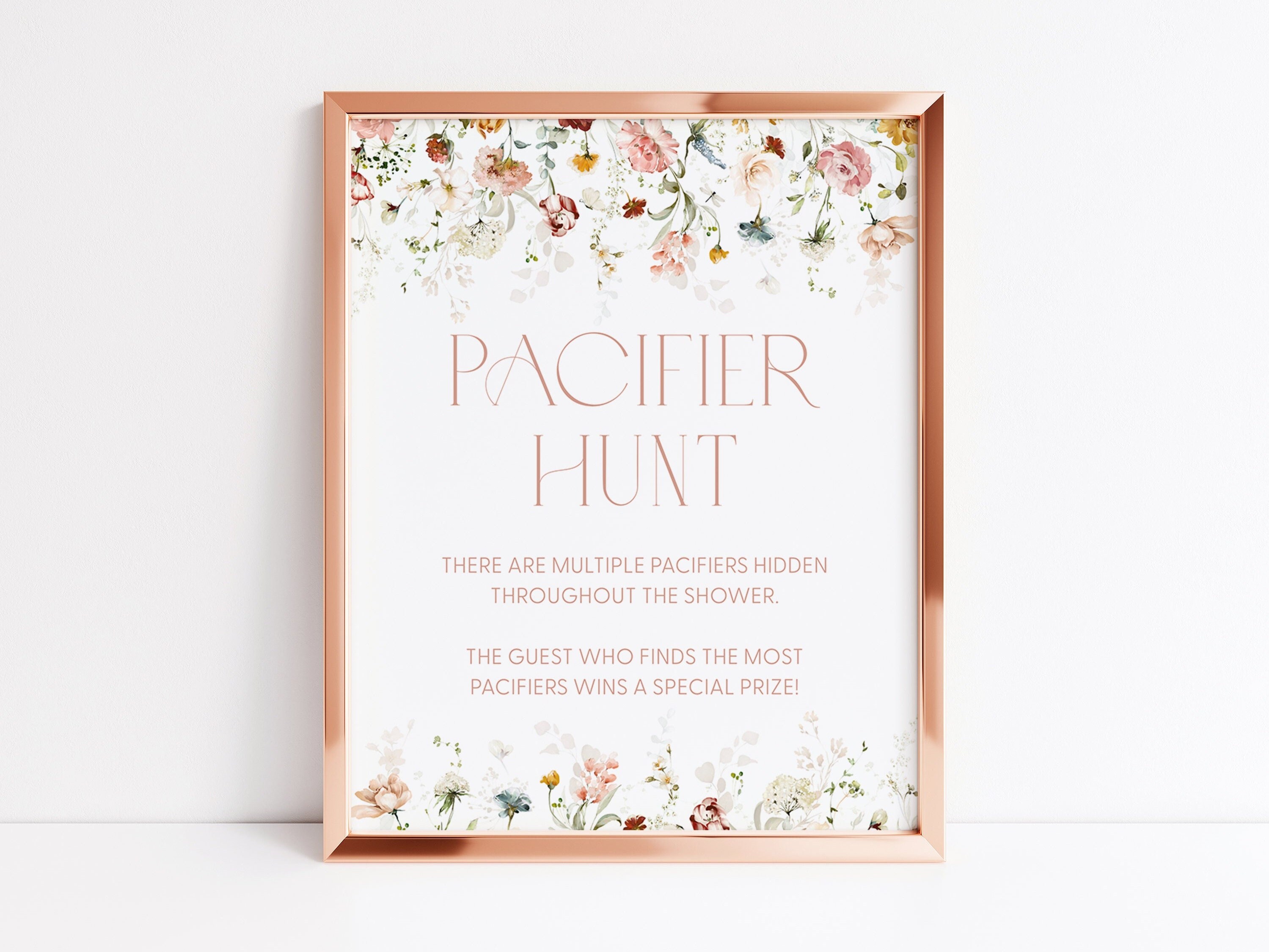 Chic Floral Pacifier Hunt Baby Shower Game Printable Pacifier Hunt Game ...