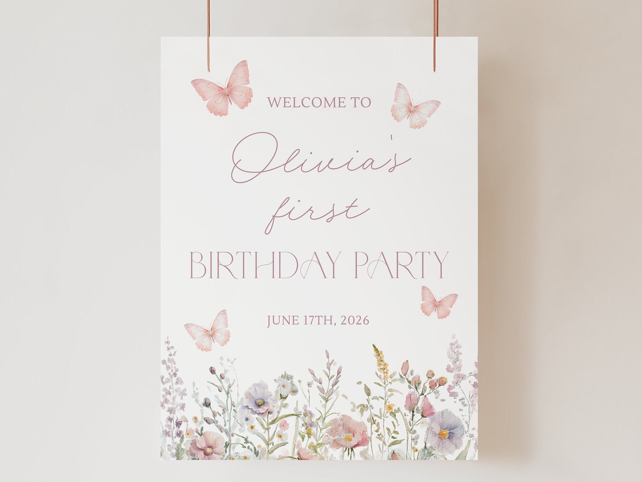 Butterfly First Birthday Welcome Sign Butterfly Birthday Sign Butterfly ...