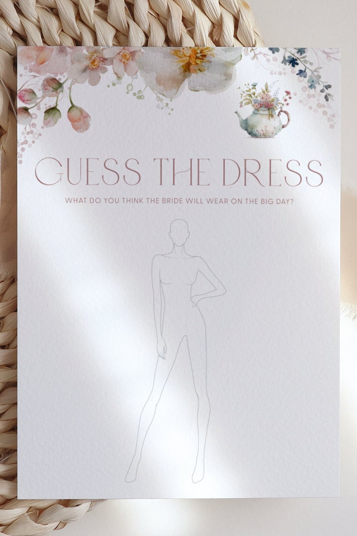 Floral Tea Party Guess the Dress Bridal Shower Game Template Guess the ...