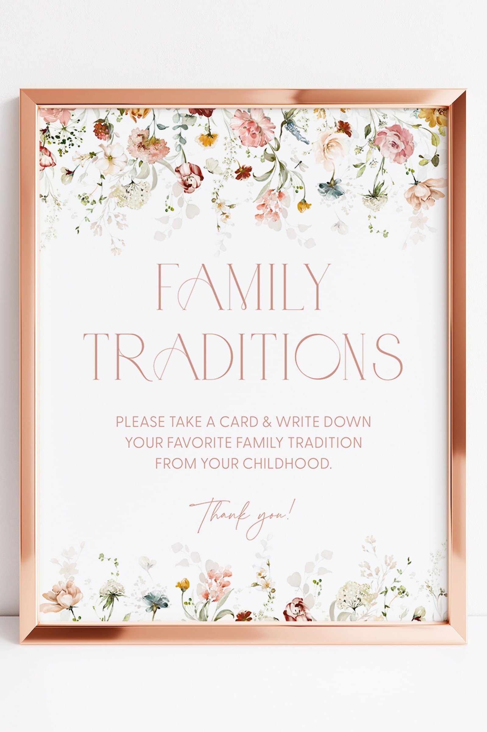 Chic Floral Family Traditions Baby Shower Sign Family Traditions Sign ...