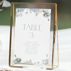 Dusty Blue Floral Table Numbers Sign Template Dusty Blue Table Numbers ...