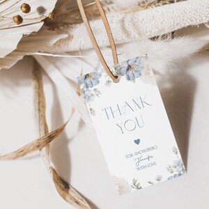 Dusty Blue Floral Party Favor Tag Template Baby Shower Party Favor Tag ...