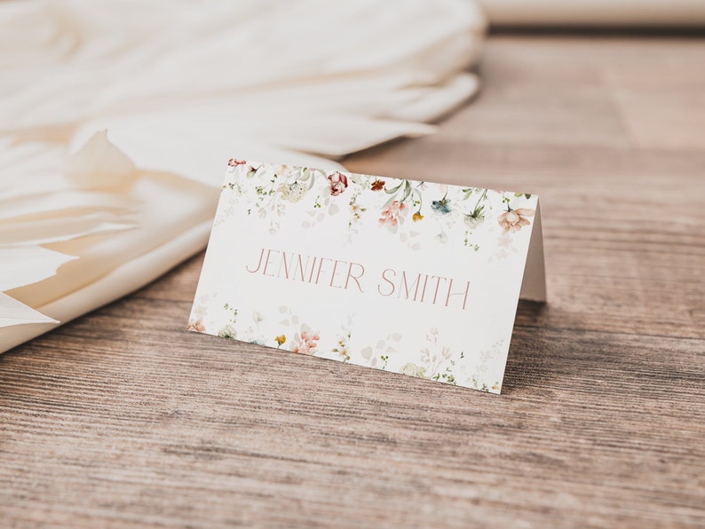 Chic Floral Place Card Template Wedding Place Cards Pink Floral Wedding ...