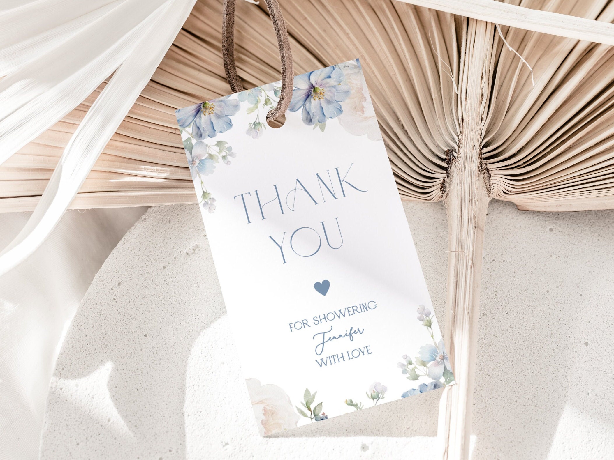 Dusty Blue Floral Party Favor Tag Template Baby Shower Party Favor Tag ...