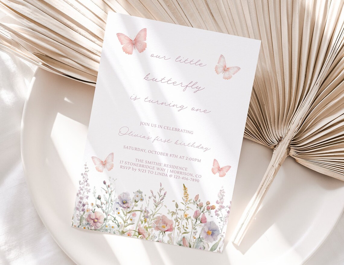 Butterfly Birthday Invitation Butterfly Birthday Invite Butterfly Bday ...