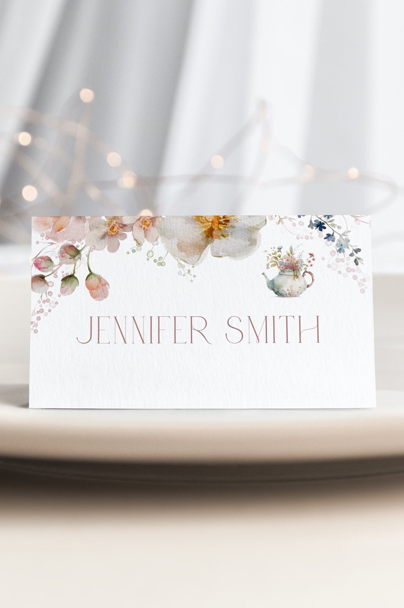 Floral Tea Party Place Card Template Tea Party Place Cards Afternoon ...