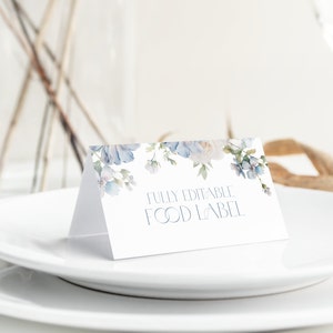 Dusty Blue Floral Food Label Template Dusty Blue Food Label Card ...