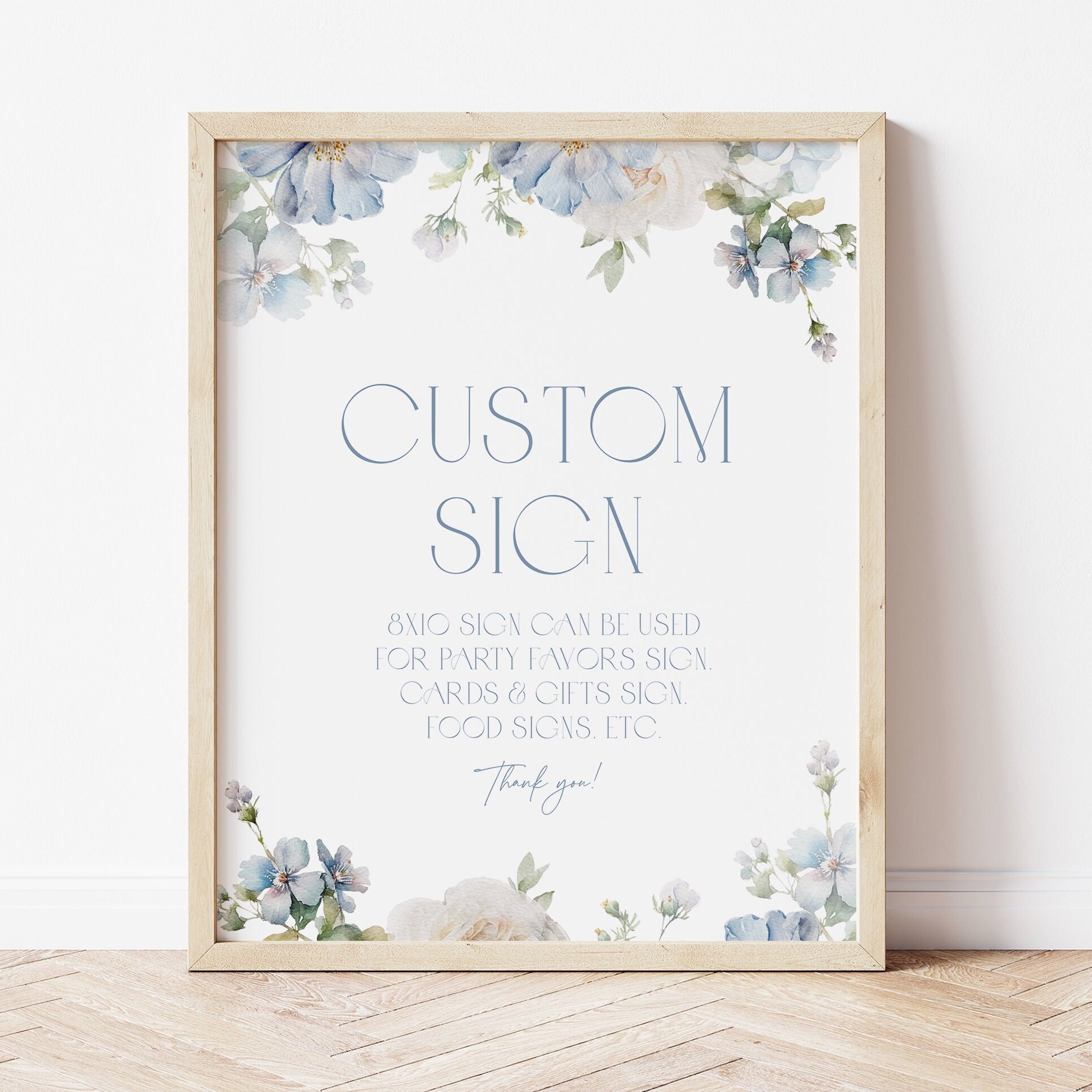 Dusty Blue Floral Custom Sign Template Fully Editable Custom Sign Dusty ...