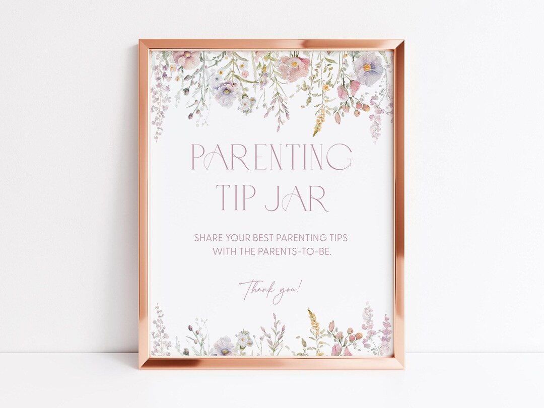 Wildflower Parenting Tip Jar Wildflower Baby Shower Game Parenting Tip ...