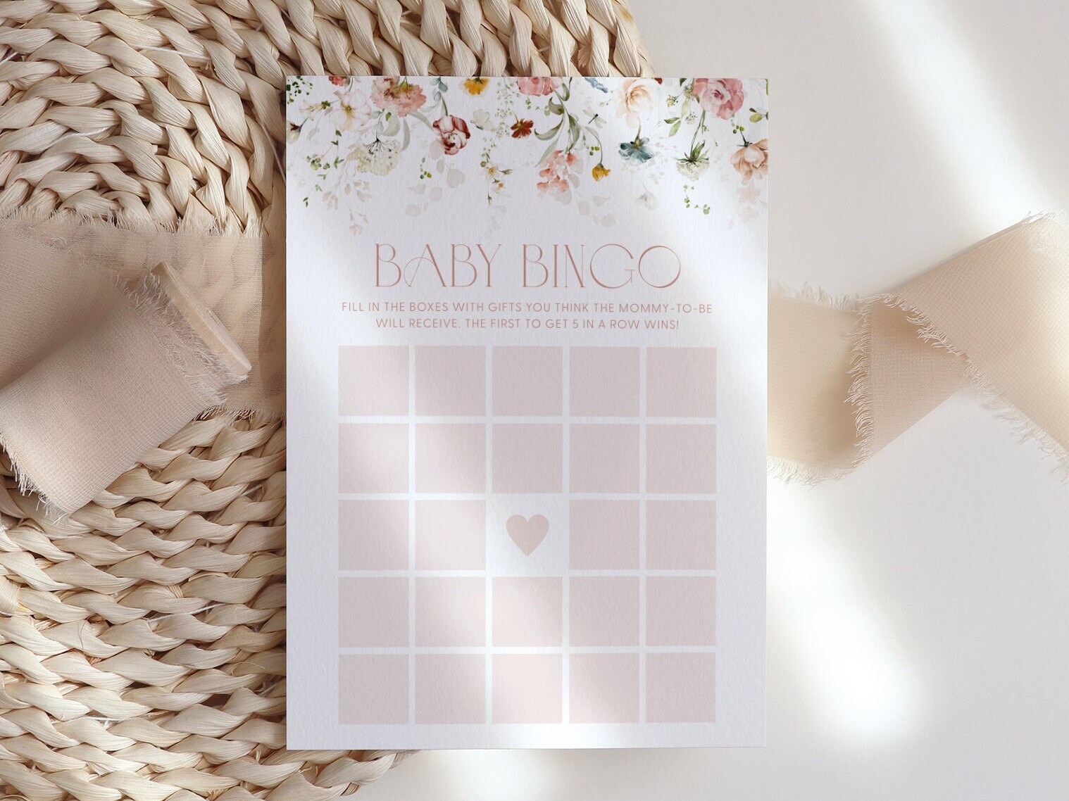 Chic Floral Baby Bingo Baby Shower Game Template Baby Bingo Game Baby ...