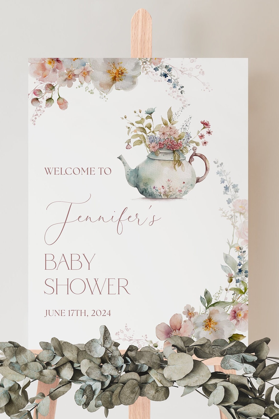 Tea Party Baby Shower Welcome Sign Template Baby Shower Tea Party ...