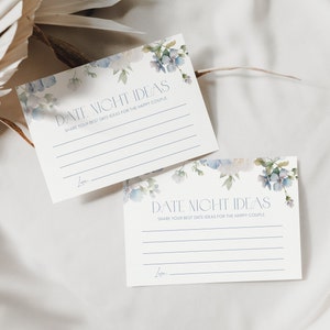 Dusty Blue Floral Date Night Jar Bridal Shower Sign Template Date Night ...