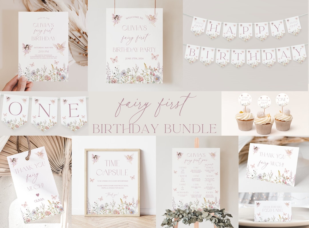 Fairy First Birthday Bundle Fairy 1st Birthday Bundle Fairy 1st Bday ...