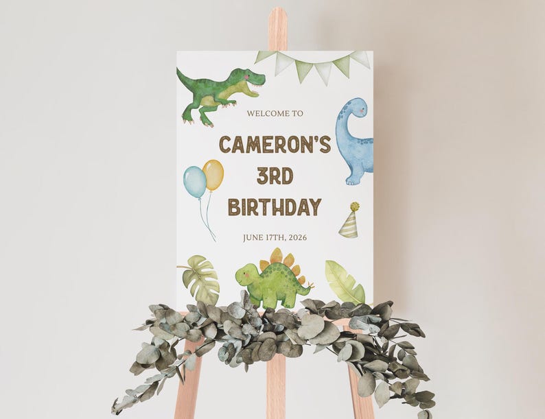 Dinosaur Birthday Welcome Sign Dinosaur Bday Welcome Sign Dino Birthday ...