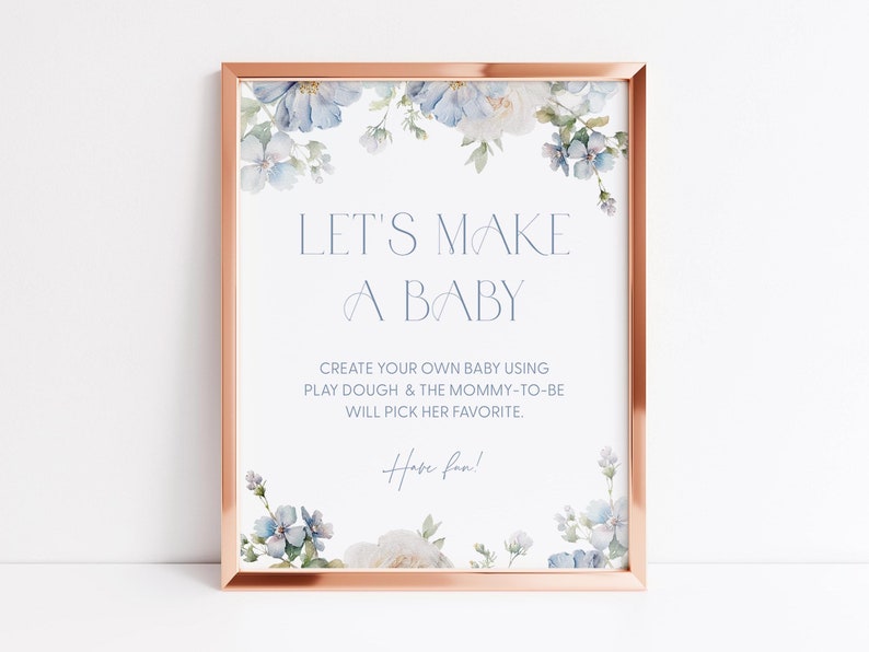 Dusty Blue Floral Let's Make A Baby Game Play Dough Baby Game Dusty ...