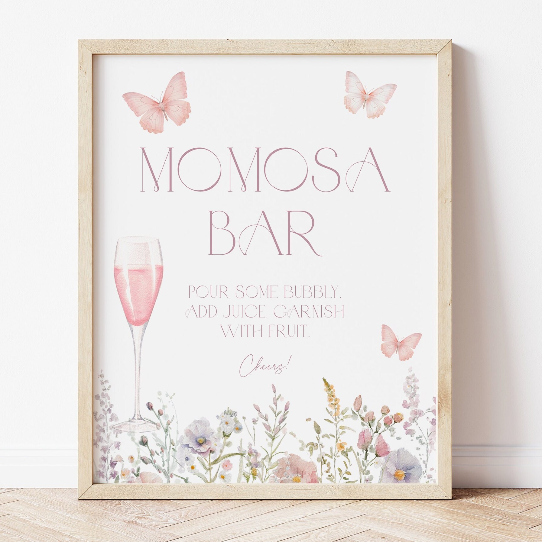 Floral Butterfly Momosa Bar Sign Butterfly Momosa Bar Sign Baby Shower ...