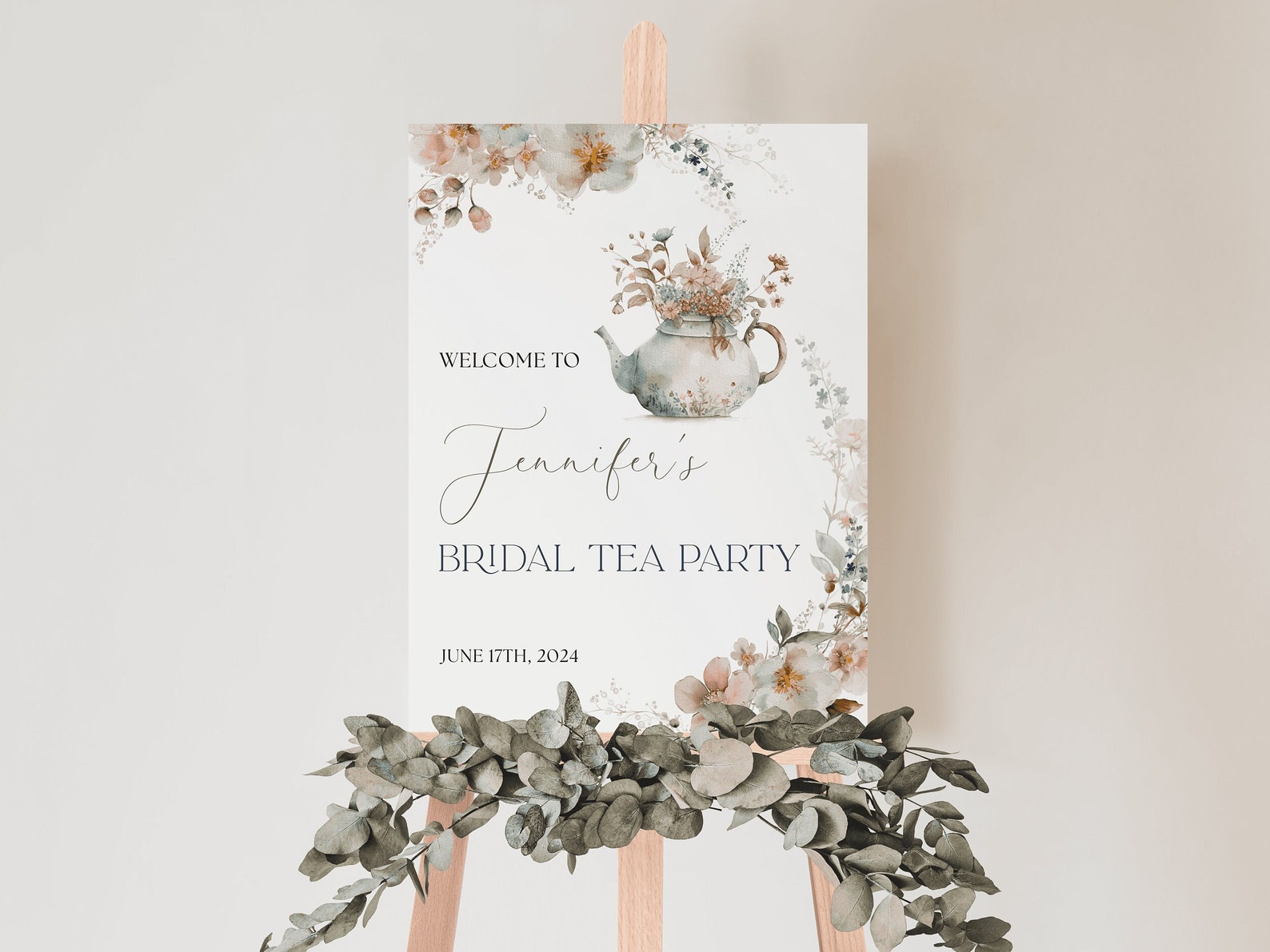 Elegant Floral Bridal Tea Party Welcome Sign Editable Template Bridal ...