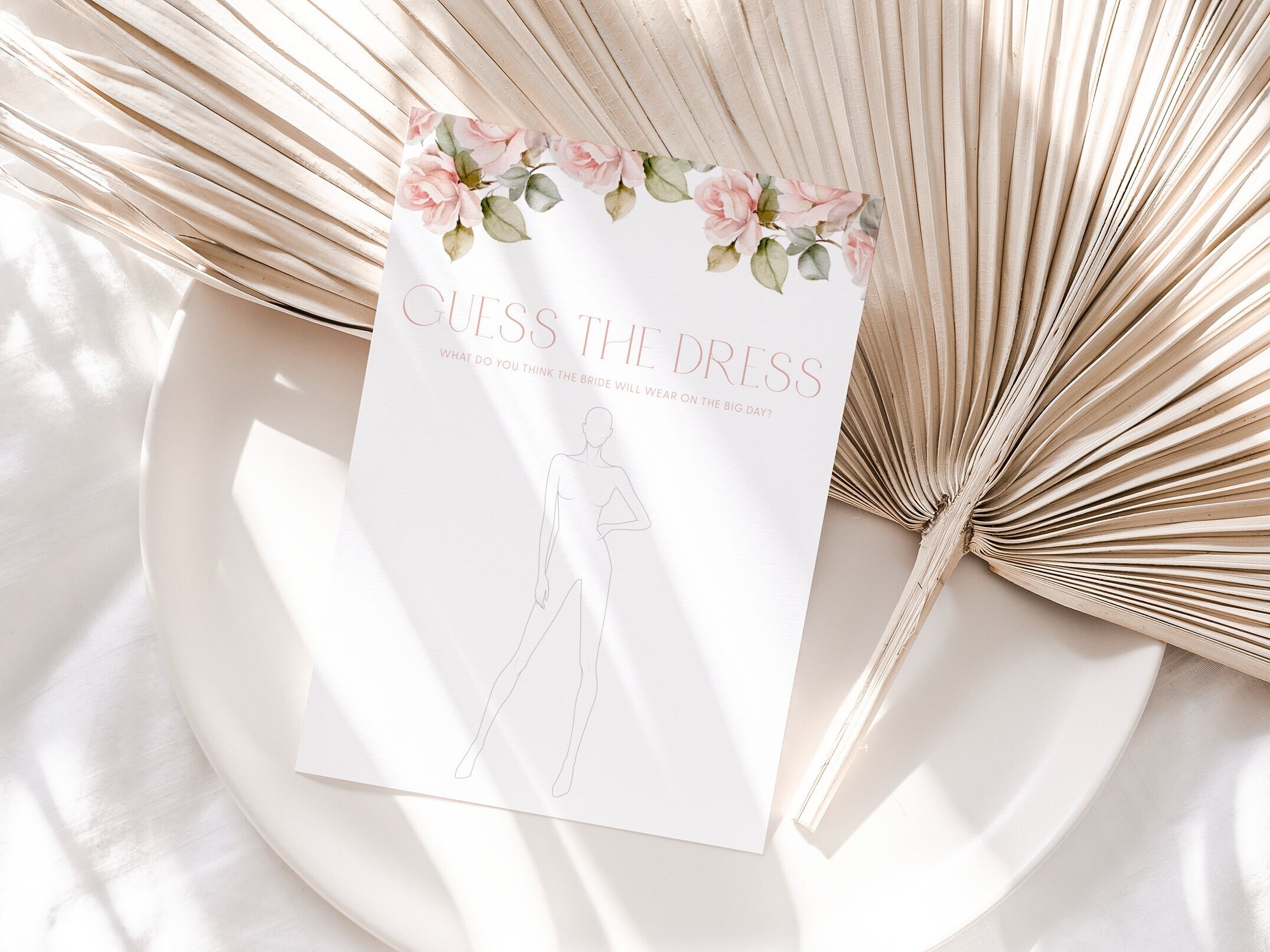 Dusty Pink Roses Guess the Dress Bridal Shower Game Pink Roses Guess ...