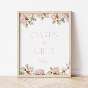 Dusty Pink Rose Cards and Gifts Sign Template Blush Pink Card Gift Sign ...
