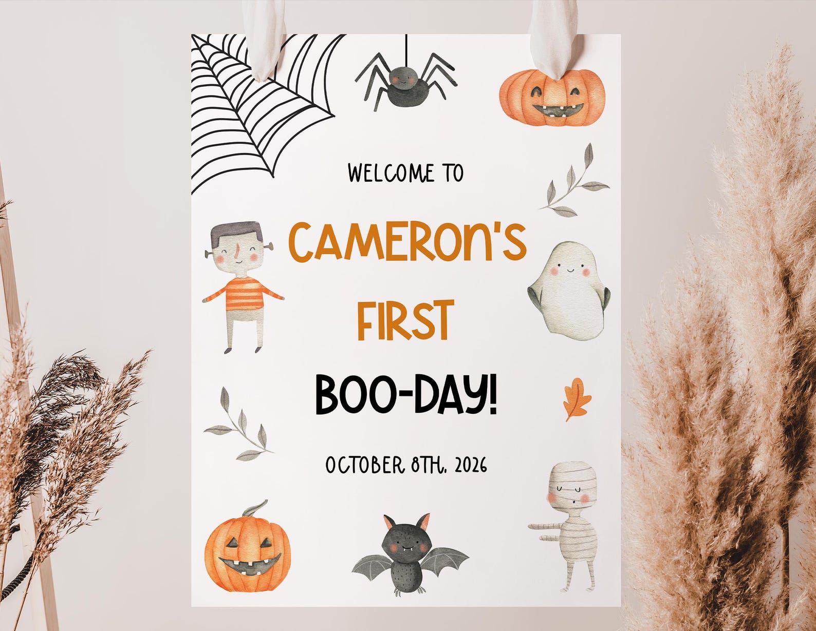 Halloween First Birthday Welcome Sign Halloween Birthday Sign Halloween ...