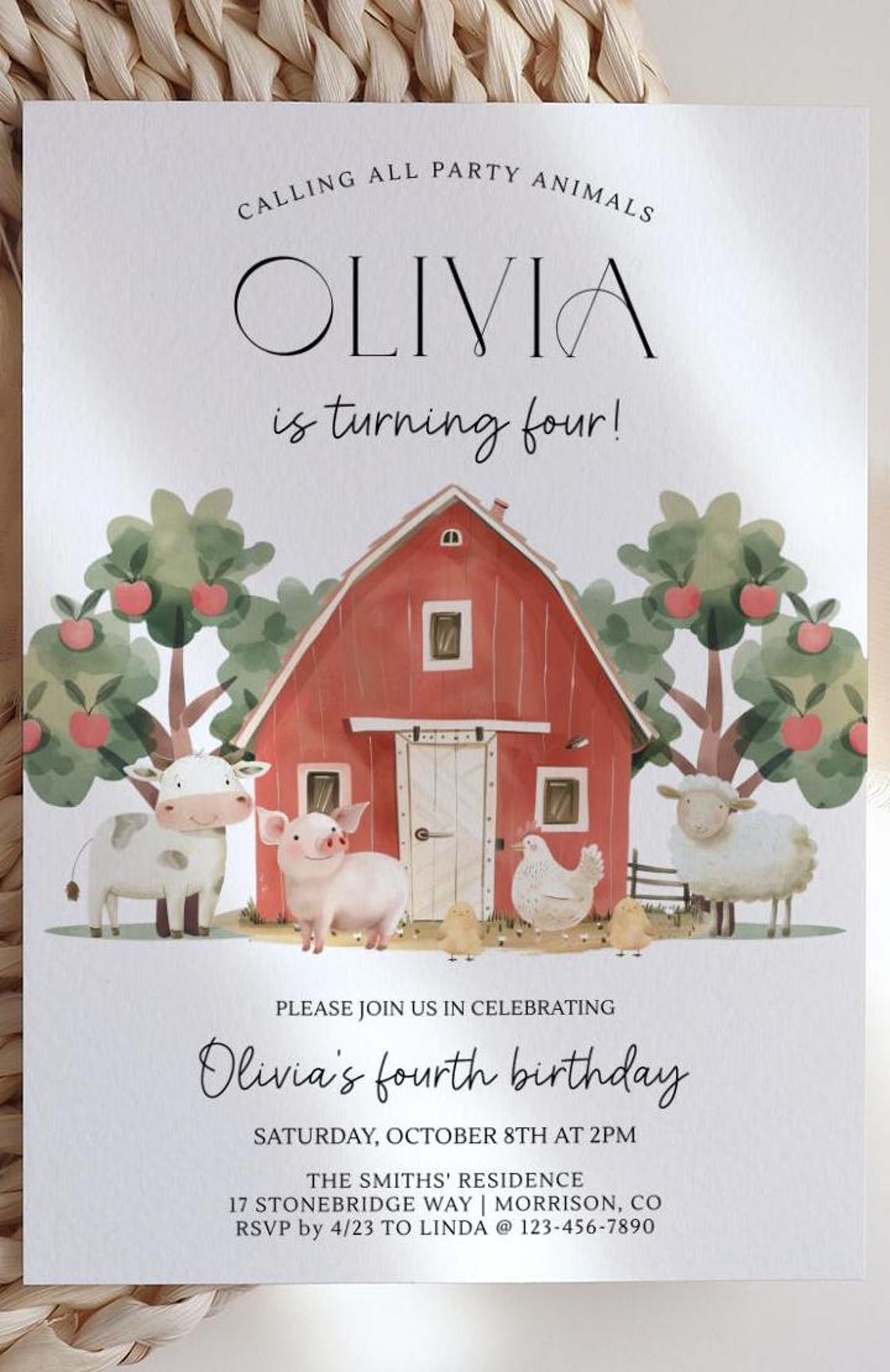 Farm Animal Birthday Invitation Calling All Party Animals Birthday ...