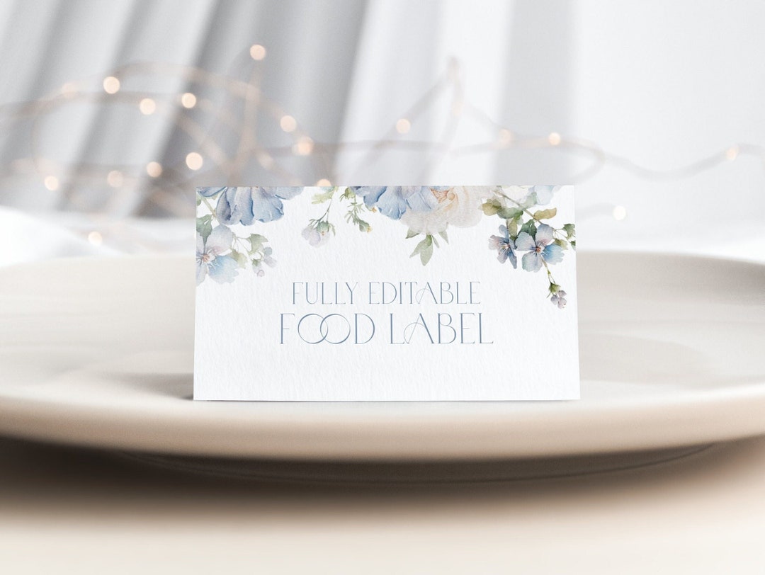 Dusty Blue Floral Food Label Template Dusty Blue Food Label - Etsy