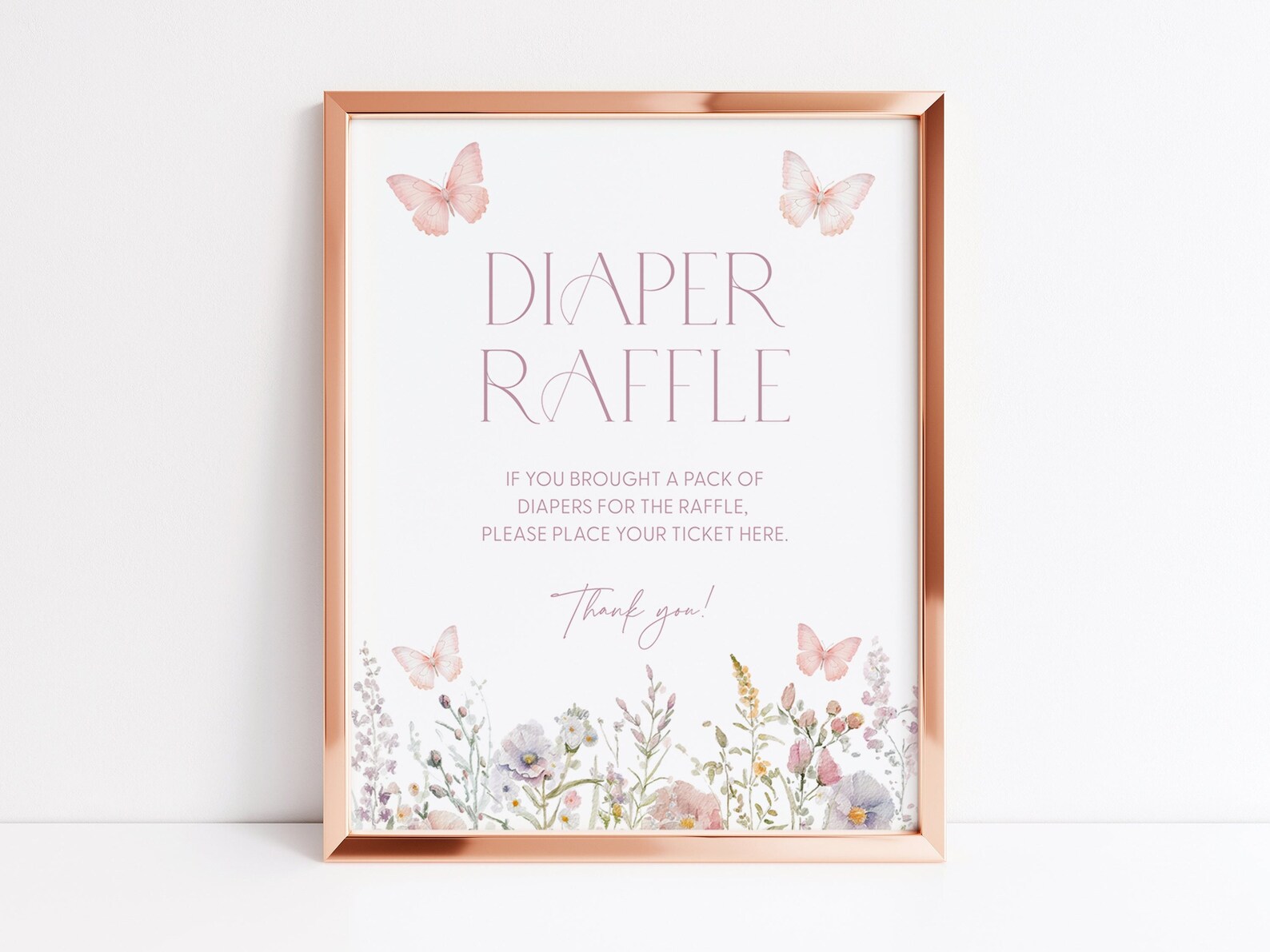 Butterfly Diaper Raffle Game Butterfly Baby Shower Game Butterfly ...