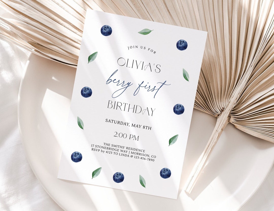 Berry First Birthday Invite Blueberry Birthday Invitation Berry First ...