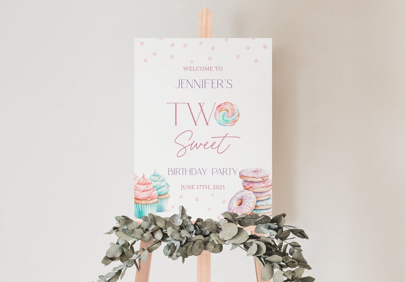 Two Sweet Birthday Welcome Sign Two Sweet Welcome Sign Girl 2nd ...