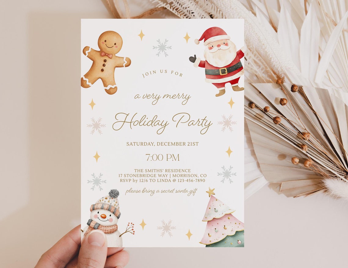 Cute Holiday Party Invitation Cute Holiday Party Invite Xmas Party ...