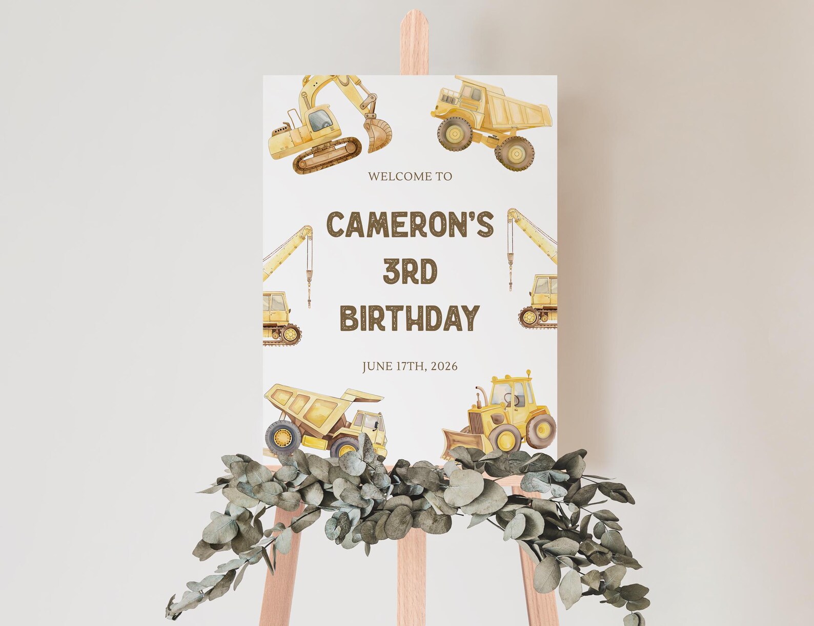 Construction Birthday Welcome Sign Construction Bday Sign Construction ...