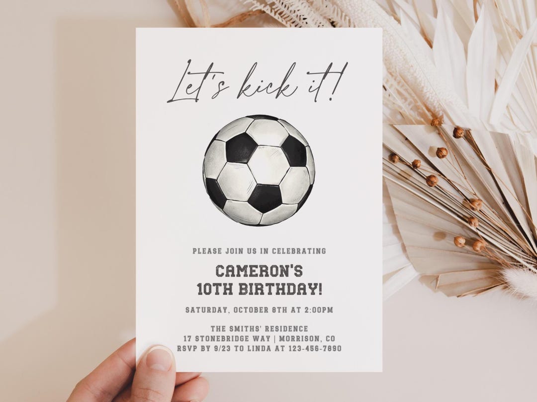 Let's Kick It Invitation Soccer Party Invitation Soccer Birthday Invite ...