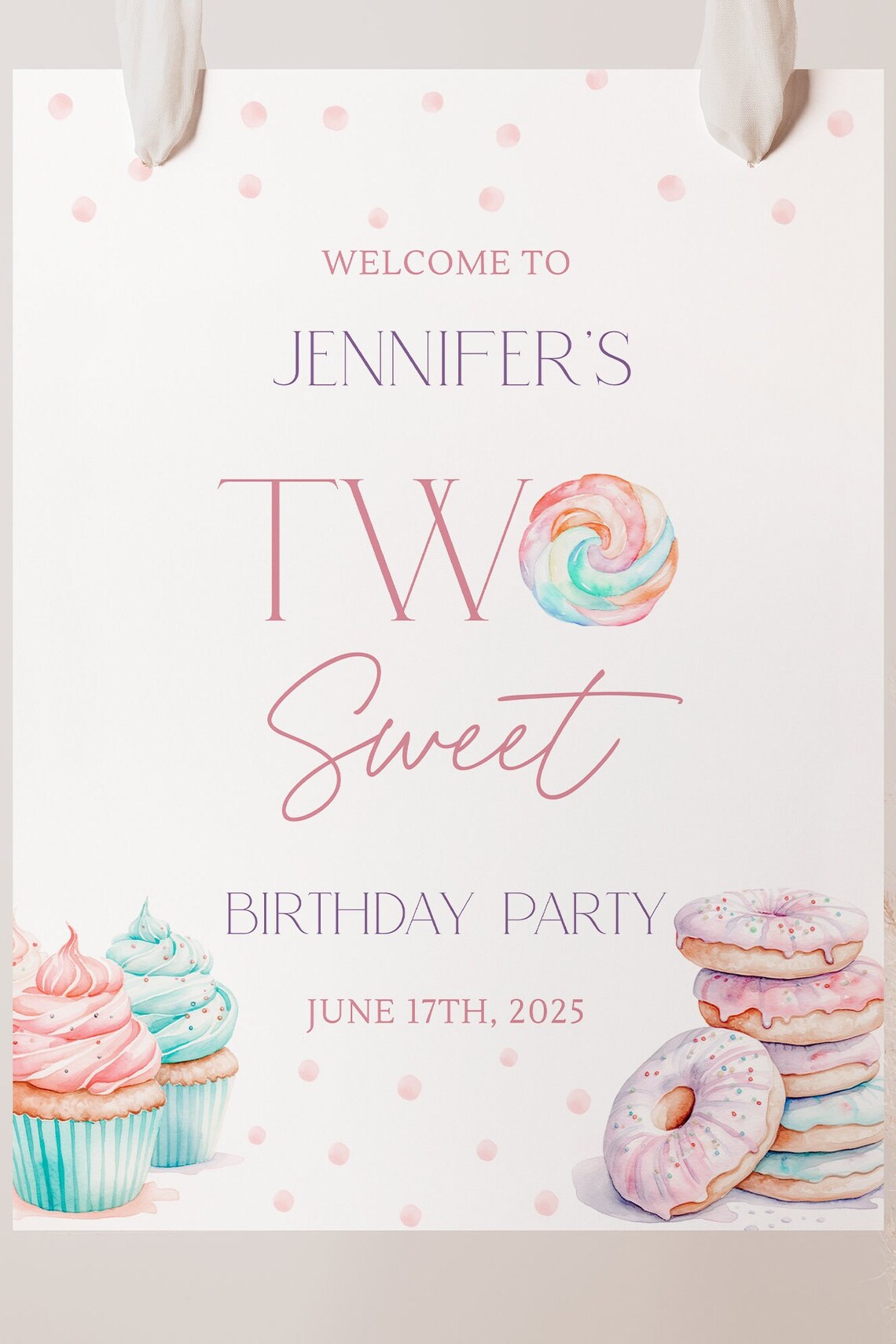 Two Sweet Birthday Welcome Sign Two Sweet Welcome Sign Girl 2nd ...