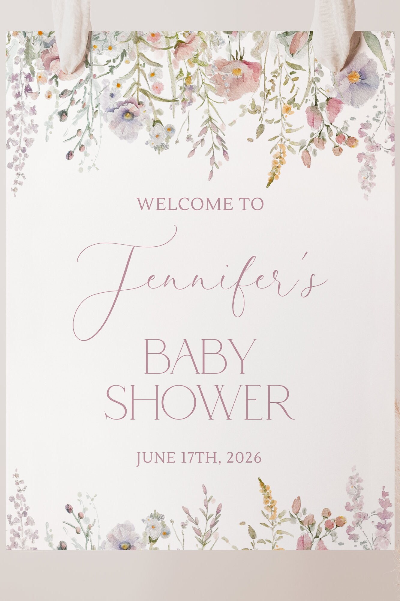 Wildflower Baby Shower Welcome Sign Template Wildflower Baby Shower ...