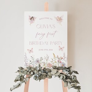 Fairy First Birthday Welcome Sign Fairy Birthday Sign Fairy First Bday ...